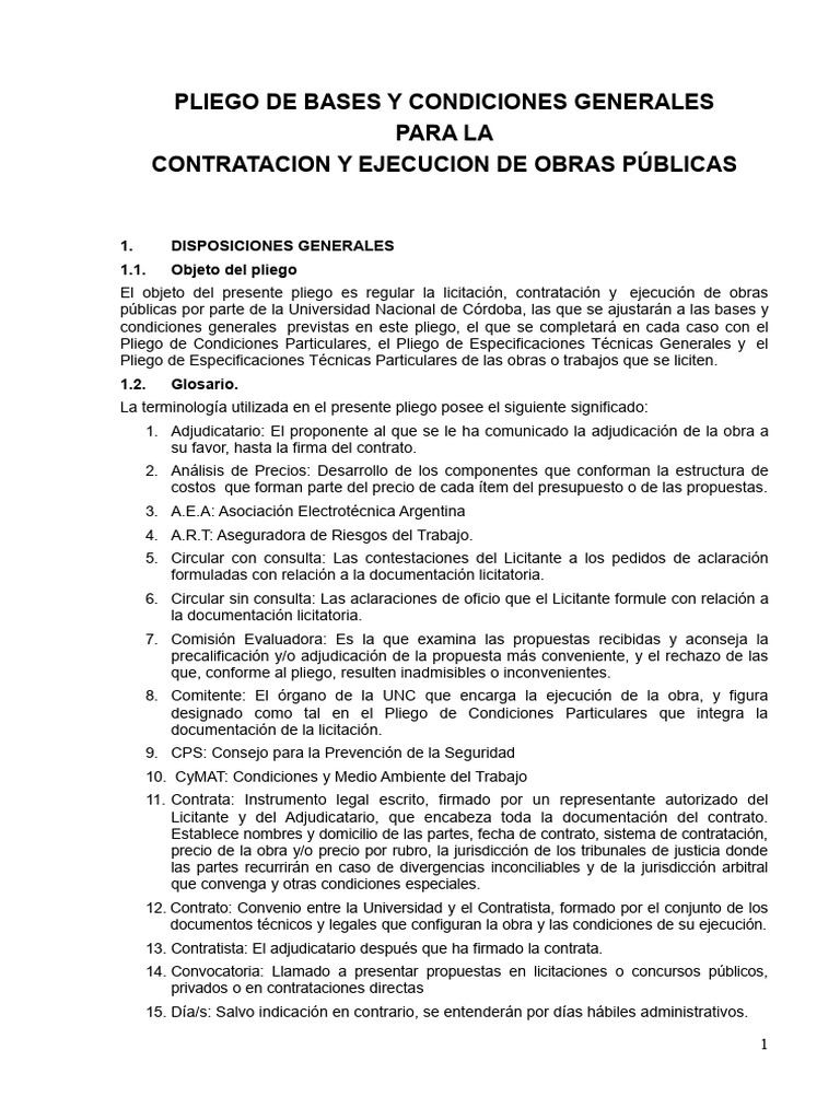 Pliego - de Condiciones Generales | PDF