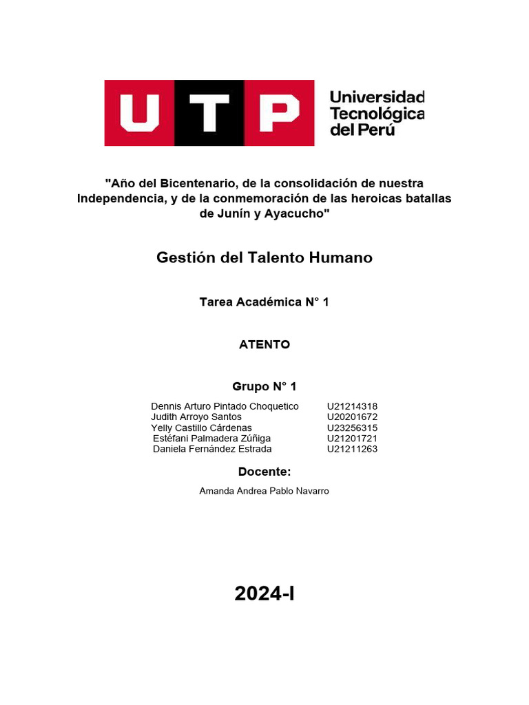 Ta 1 - GTH | PDF | Reclutamiento | Gestión de recursos humanos