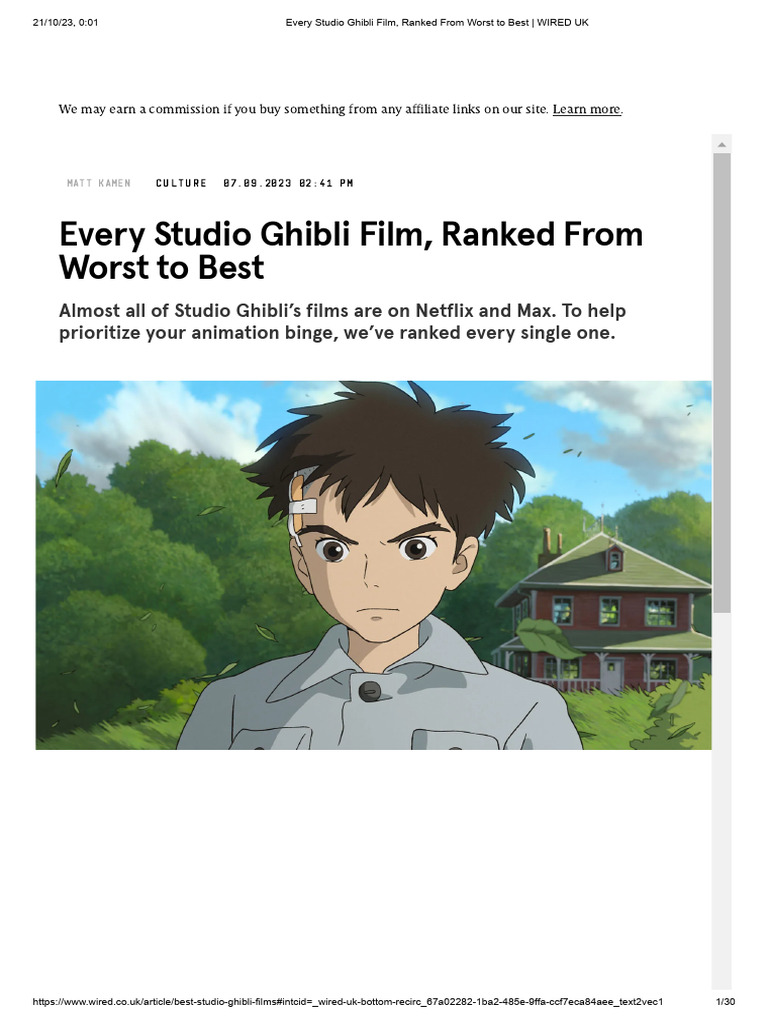 Every Studio Ghibli Film, Ranked From Worst to Best _ WIRED UK | PDF