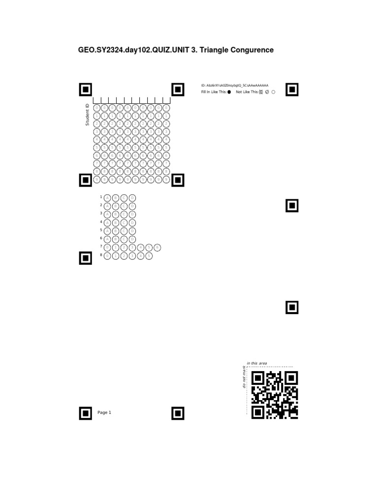 GEO - SY2324.day102.QUIZ - UNIT 3. Triangle Congurence (Scantron) | PDF GEO - SY2324.day102.QUIZ - UNIT 3. Triangle Congurence (Scantron) | PDF
