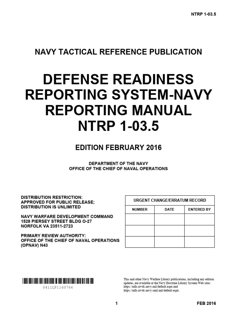 Defense Readiness Reporting System-Navy Reporting Manual | PDF | United ...