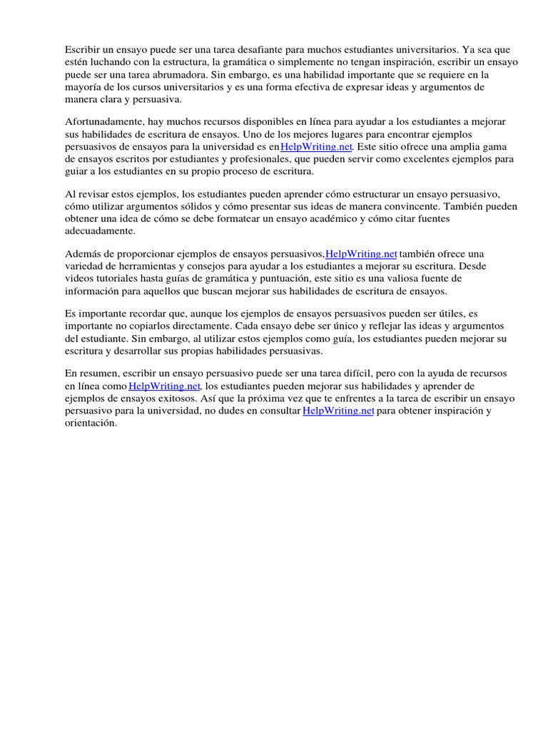 Ejemplos Persuasivos de Ensayos para La Universidad | PDF | Ensayos ...