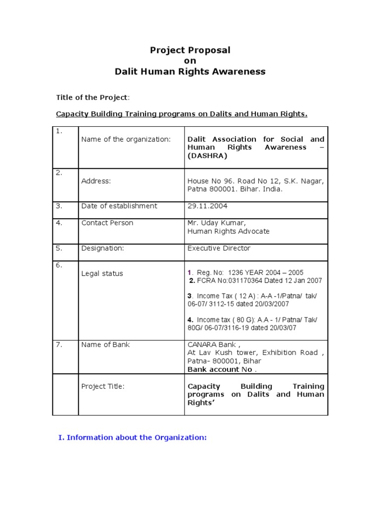 Project Proposal On Human Rights Awareness, NHRC | PDF | Dalit | Human ...