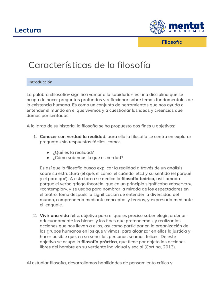 01 - Caracteristicas de La Filosofia | PDF | Existencia | Verdad