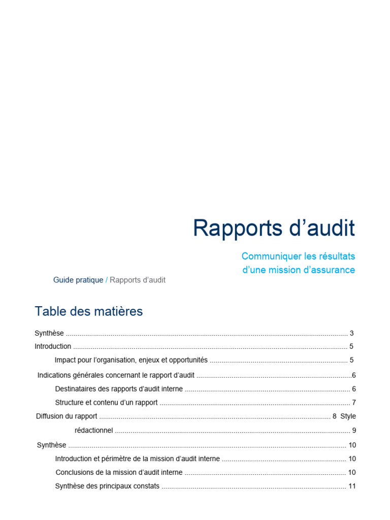 Guide Pratique - Rapport D'audit | PDF | Audit | Audit interne