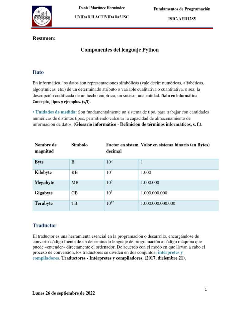 Componentes Del Lenguaje Python | PDF | Lenguaje de programación ...