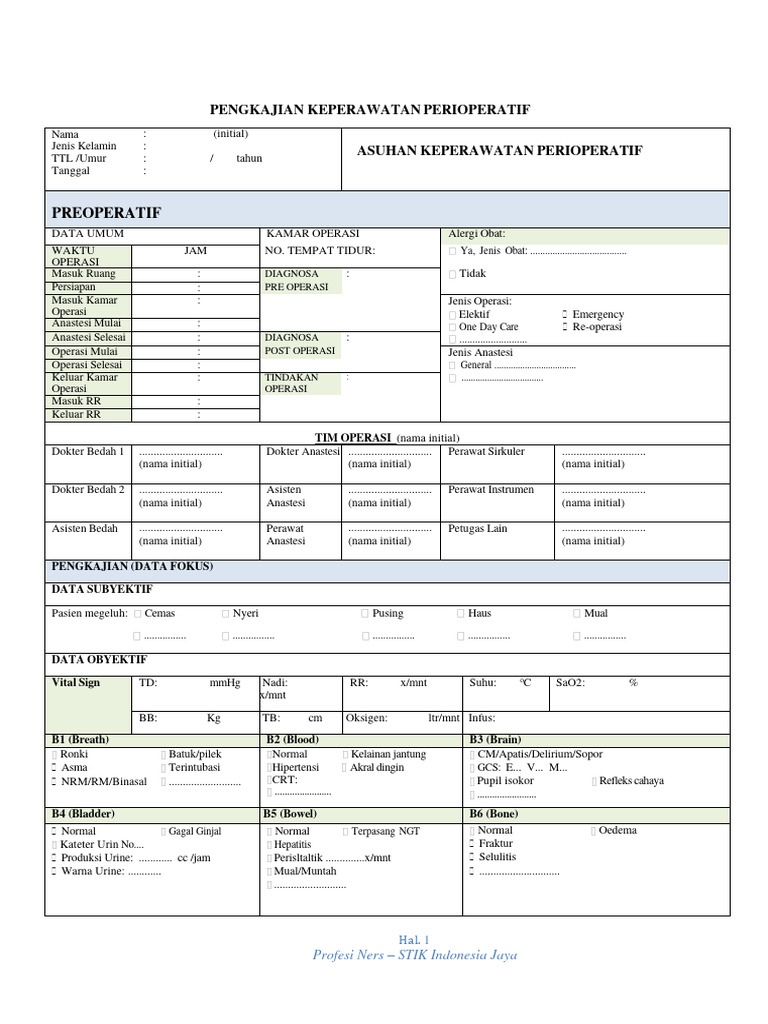 Form Ruang OK - Ners Ij | PDF