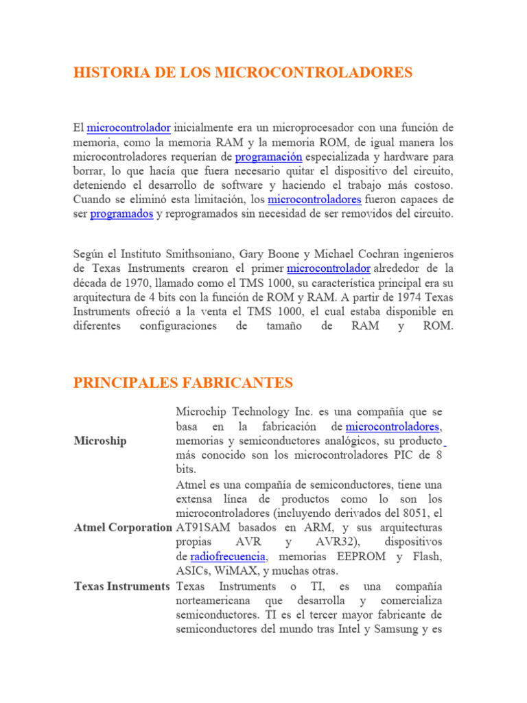 Historia de Los Microcontroladores | PDF | Microcontrolador | Microprocesador