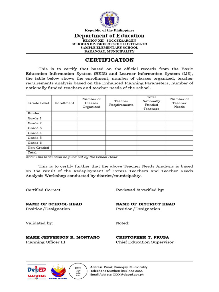 Request For PSB Certification For Elem | PDF