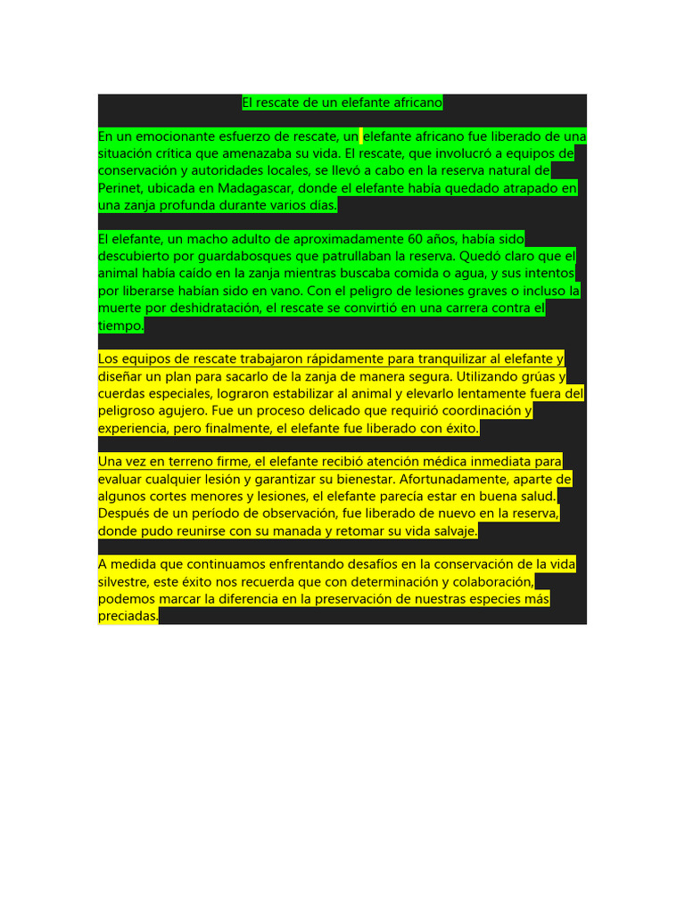 El Rescate de Un Elefante Africano | PDF