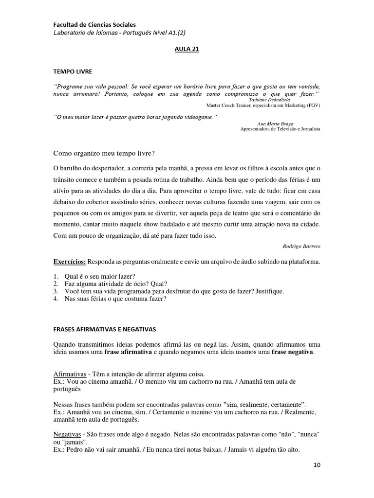 Aula 21 | PDF | Pronome