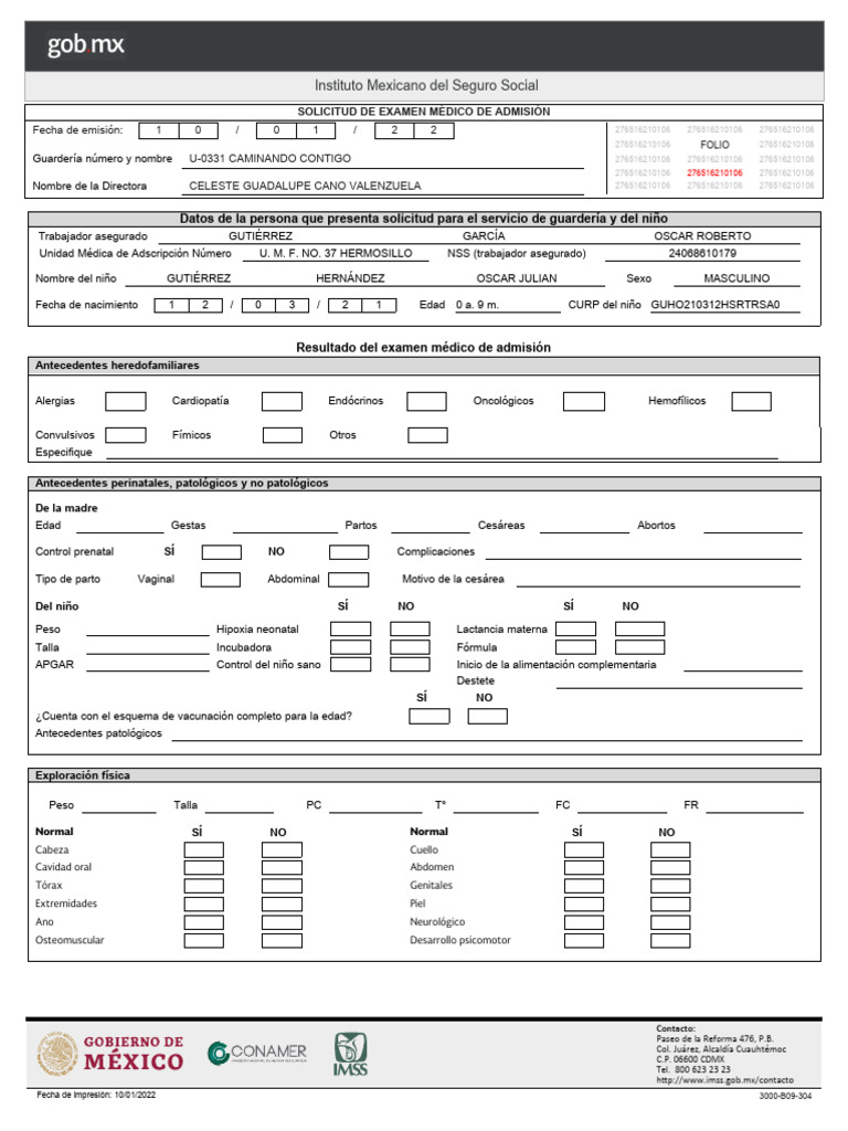 Hoja Valoracion Imss | PDF | Invalidez | Medicina CLINICA