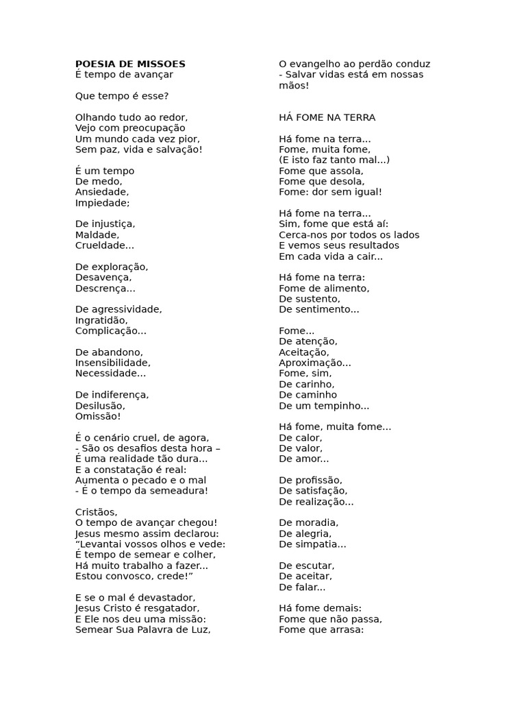 Poema Sobre Missoes | PDF | Jesus | Deus