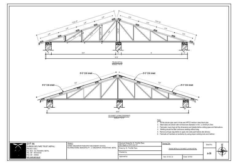 TOILET BLOCK_SINGHPUR PASHUPATI SECONDARY SCHOOL-TRUSS DETAIL | PDF ...