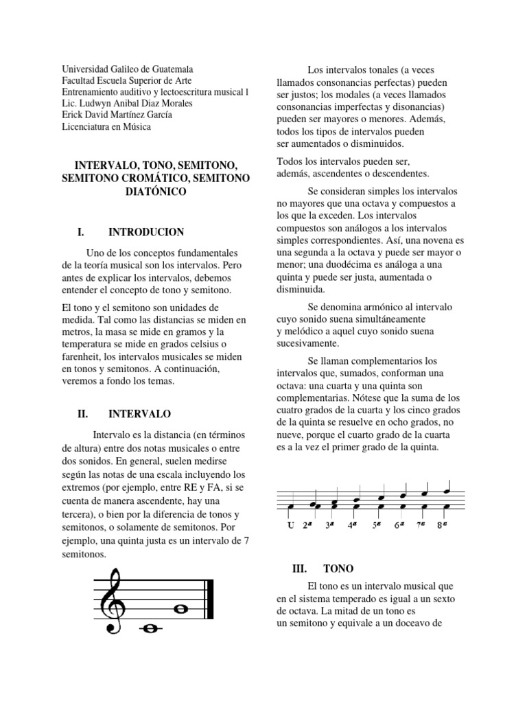 Intervalo, Tono, Semitono, Semitono Cromático y Semitono Diatónico ...