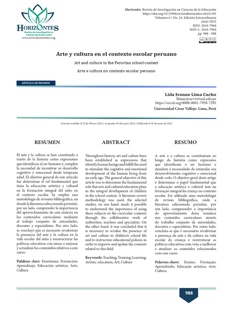 Articulo 12 Horizontes n24v6 Ee | PDF | Maestros | Educación primaria
