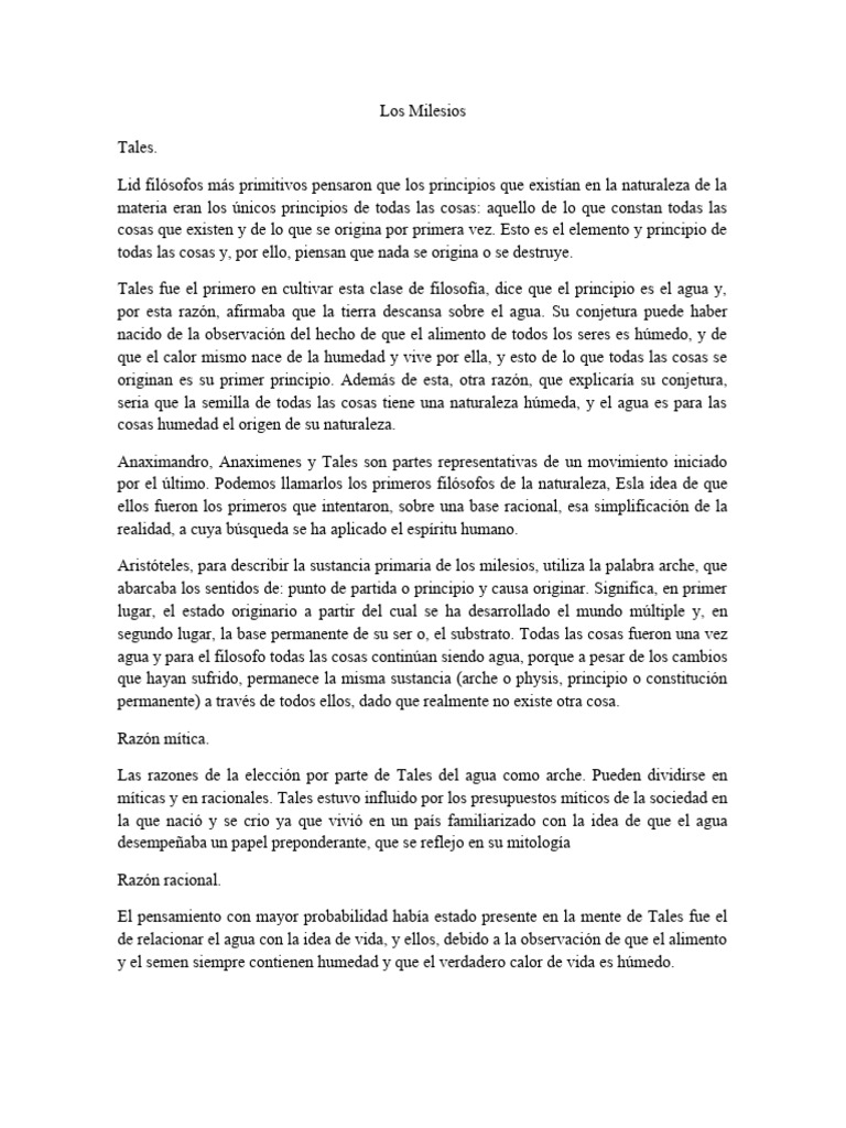Los Milesios (Resumen. Filosofia Antigua) | Descargar gratis PDF ...