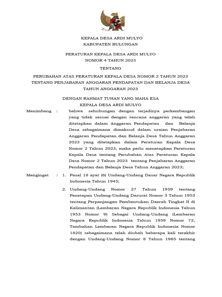 Perkades 4 Tahun 2023 | PDF