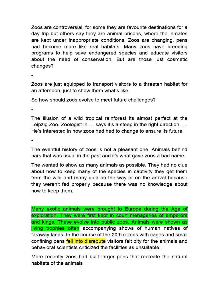 The Evolution of Modern Zoos: Conservation and Education | PDF | Zoo | Sustainability