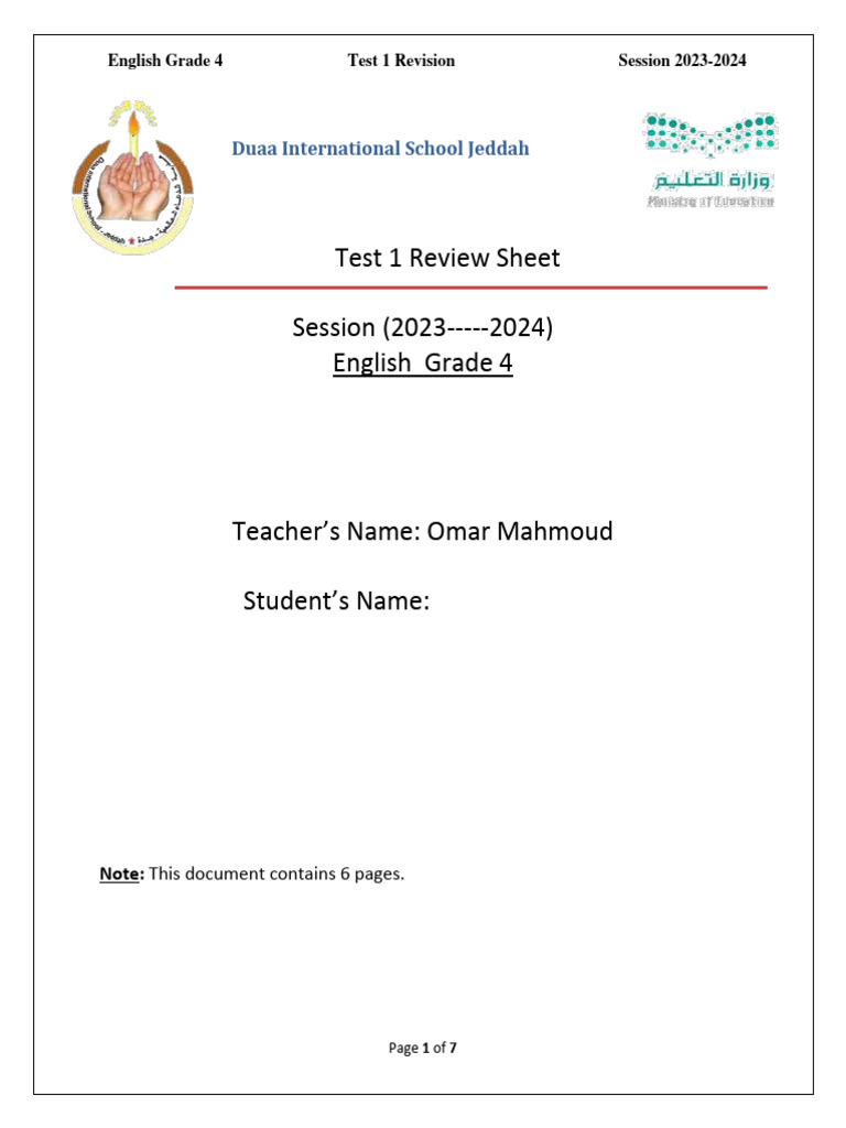 Grade 4 English Revision For Test 1 Pdf Moon Milky Way