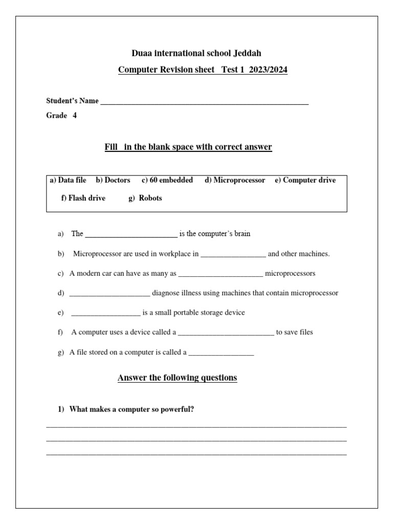 Computer Grade 4 Pdf Usb Flash Drive Computer Data Storage