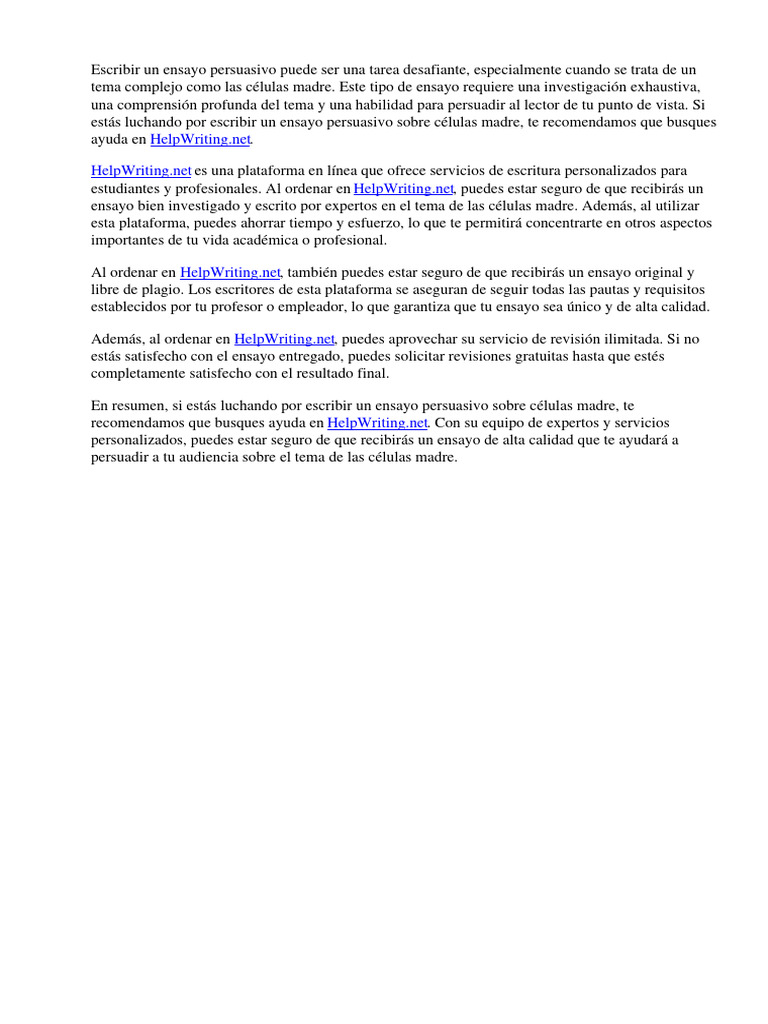 Cómo Escribir Un Ensayo Persuasivo Sobre Células Madre | PDF | Online ...