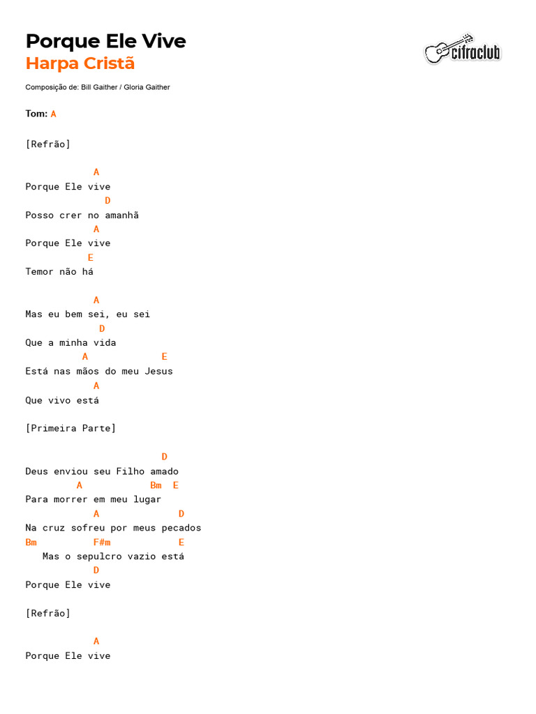 Cifra Club - Harpa Cristã - Porque Ele Vive | PDF | Jesus