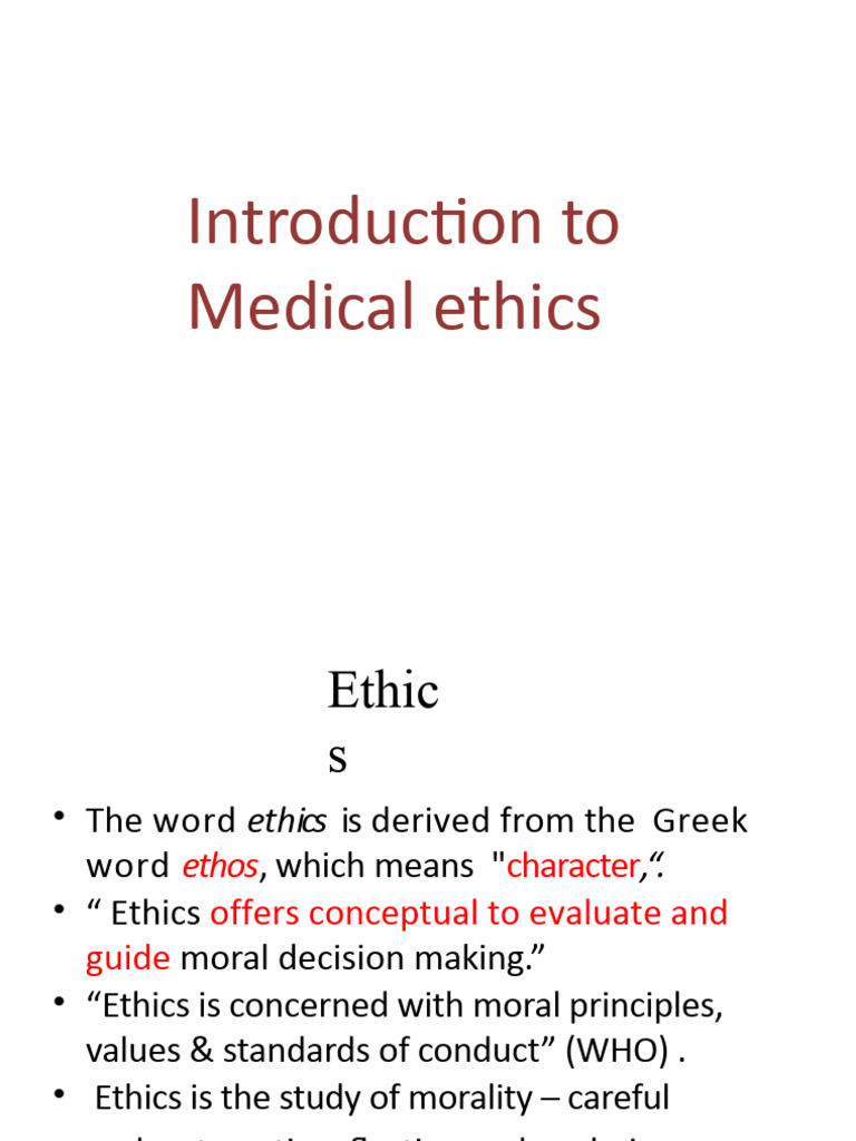 1.introduction To Medical Ethics | PDF | Medical Ethics | Medicine