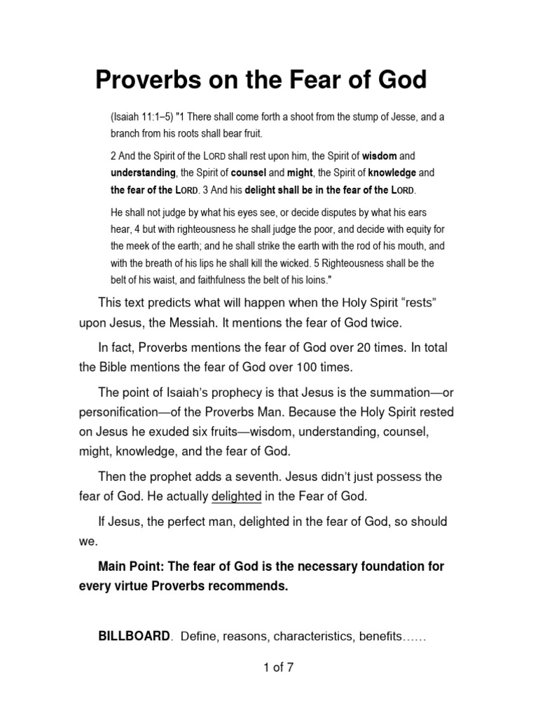 The Fear of God | PDF | Book Of Proverbs | Jesus