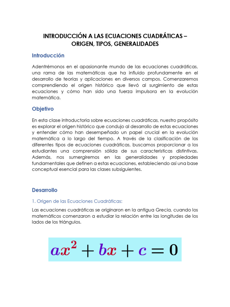 1_Introducción a las ecuaciones cuadráticas – Origen, tipos ...