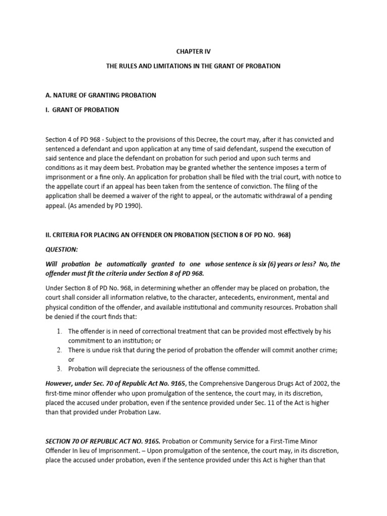Chapter IV | PDF | Probation | Appeal