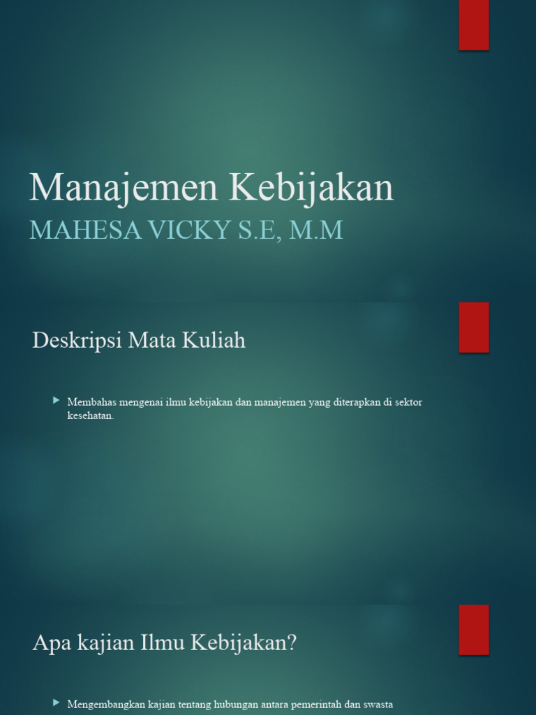 Manajemen Kebijakan | PDF | Karier & Perkembangan | Sains & Matematika