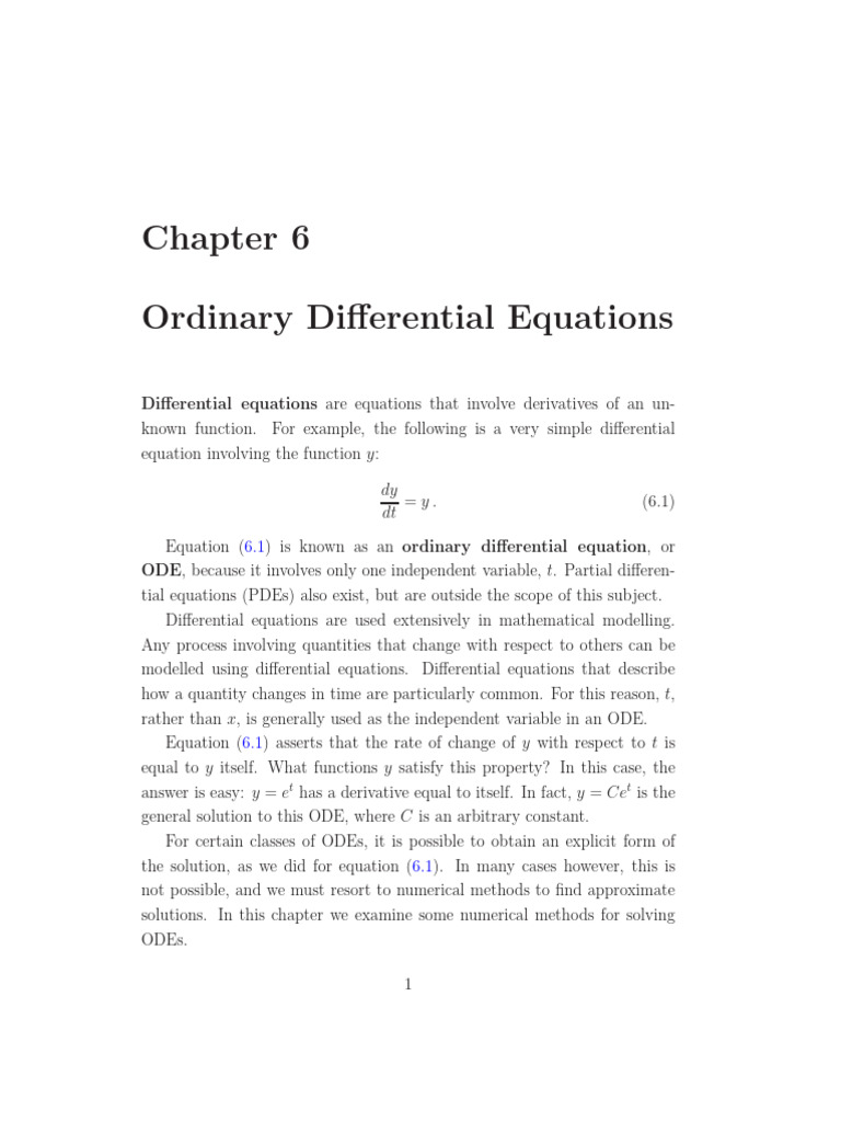 Orinary Differential Equations | PDF | Equations | Differential Equations