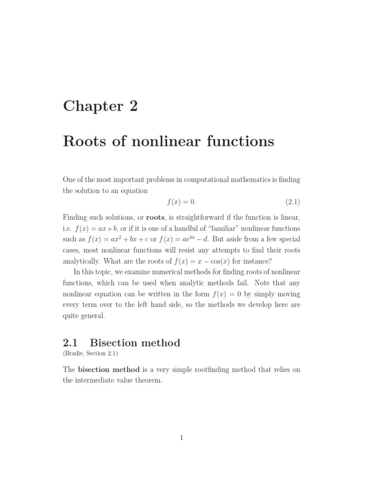 Roots of Nonlinear Functions | PDF | Function (Mathematics) | Mathematical Concepts