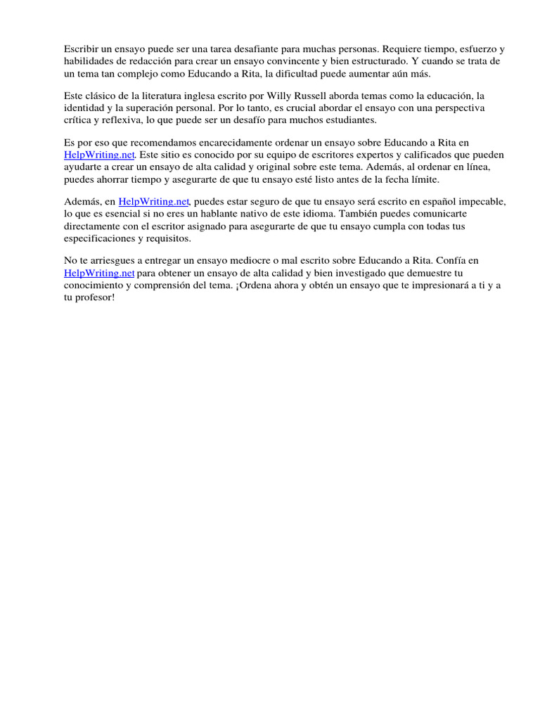 Ensayo Sobre Educando a Rita | PDF | Blood Pressure | Leukemia