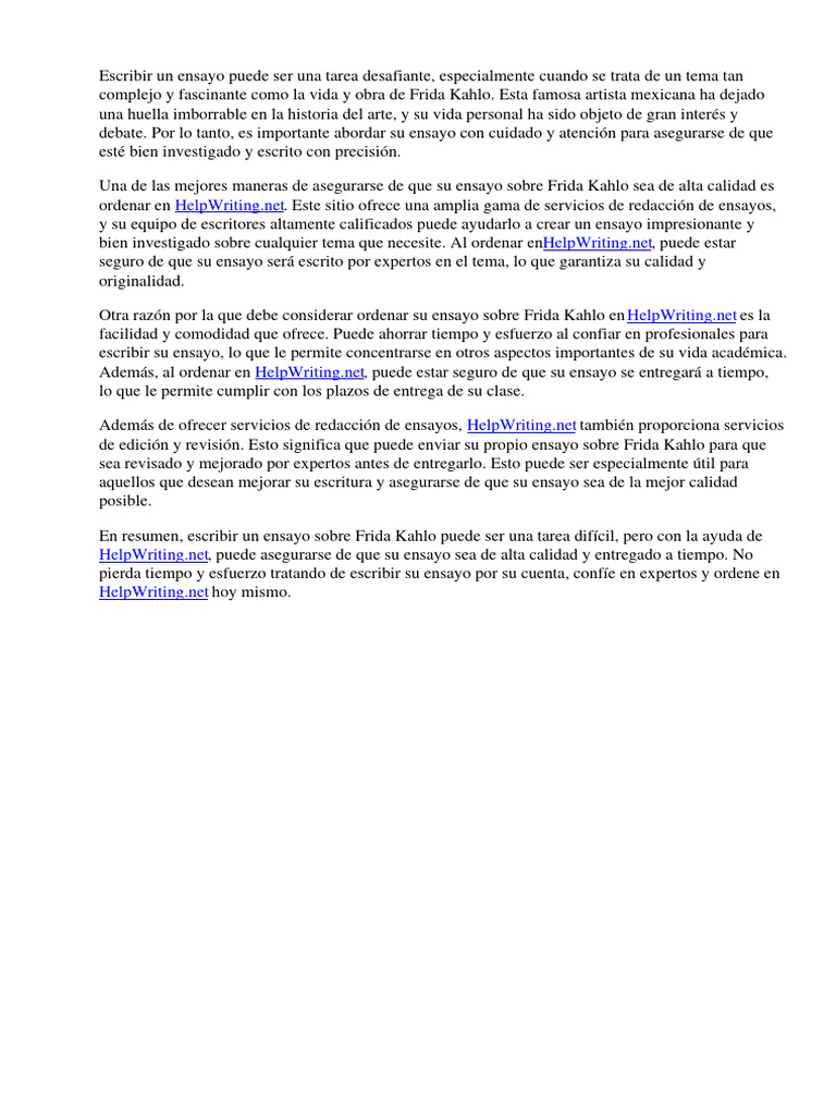 Cómo Escribir Un Ensayo Sobre Frida Kahlo | PDF | Ensayos | Las artes