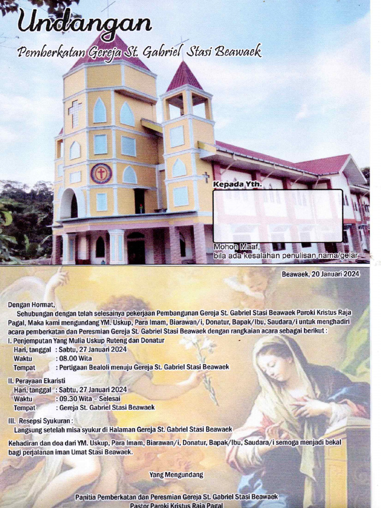 Undangan Peresmian Gereja Beawaek | PDF