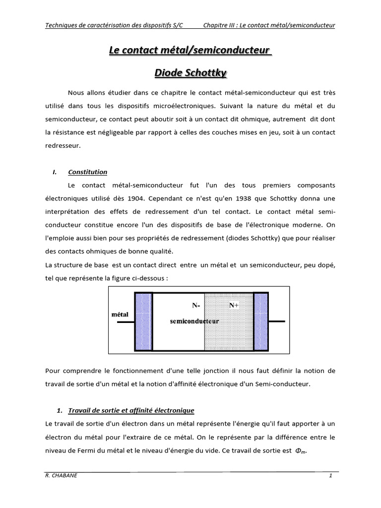 Chapitr 3 Le Contact Métal-Semiconducteur | PDF | Semi-conducteurs ...