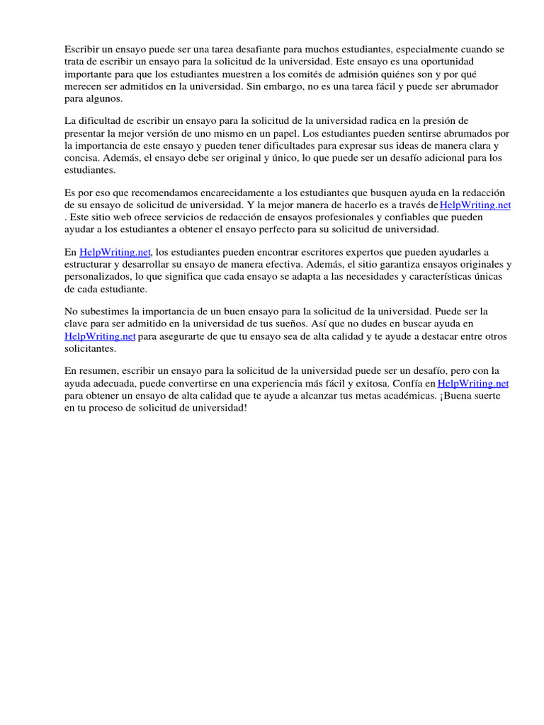 Cómo Escribir Un Ensayo para La Solicitud de La Universidad | PDF ...