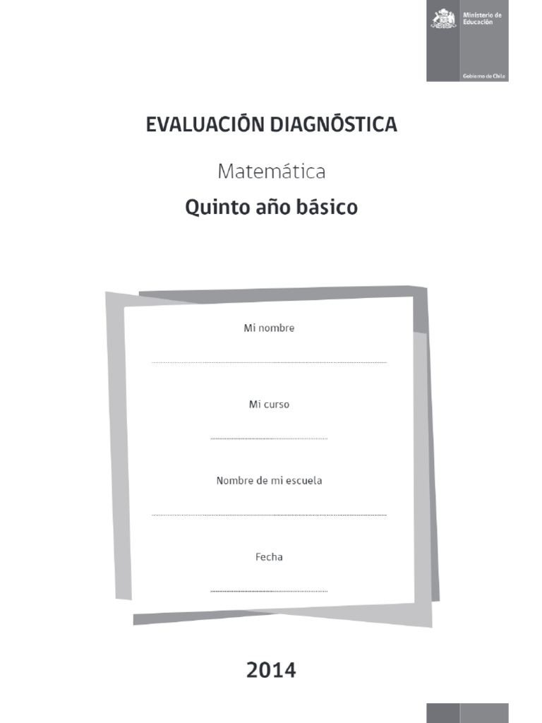 EVALUACIÓN DIAGNÓSTICA. Matemática Quinto Año Básico - PDF | PDF