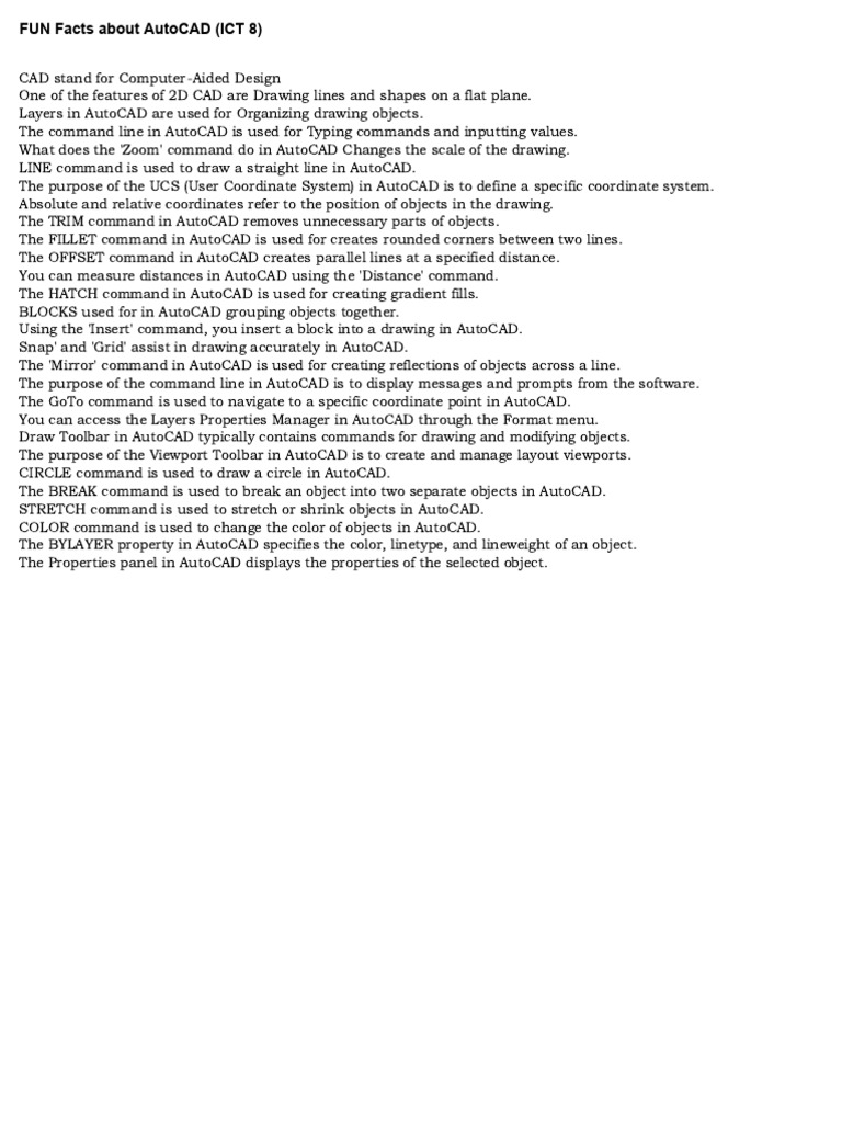 Fun Facts About AutoCAD Commands | PDF