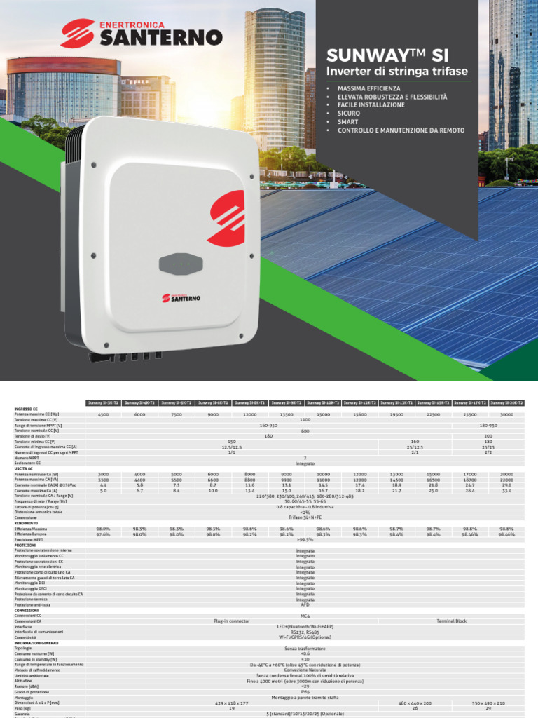 Enertronica Santerno - Datasheet SUNWAY SI Trifase - IT | PDF