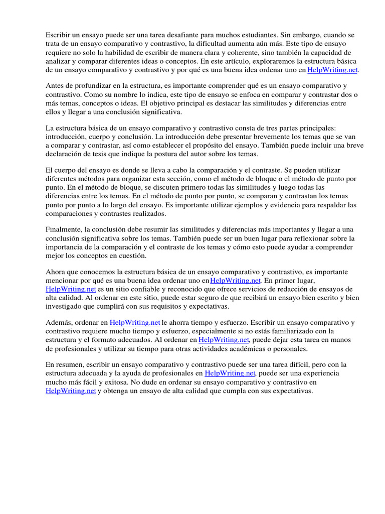 Estructura de Un Ensayo Comparativo y Contrastivo | PDF | Ensayos | No ficción
