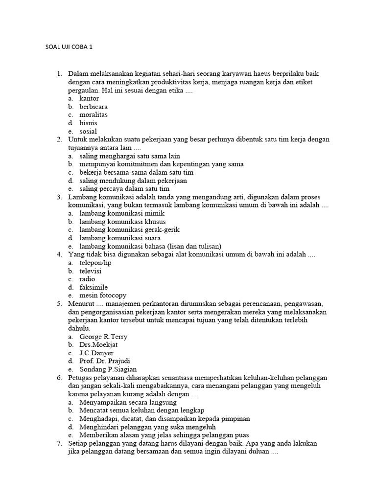 SOAL UJI COBA 1 | PDF