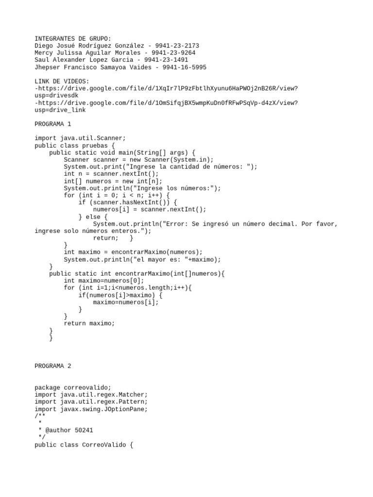 Tarea 1 de 5 Programas en Grupo | PDF | Programación de computadoras | Informática