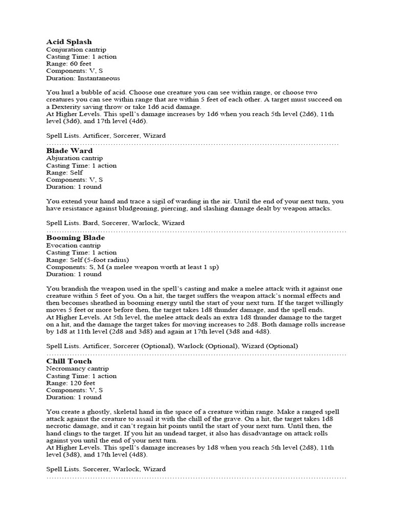 Cantrips Pdf Magician Fantasy