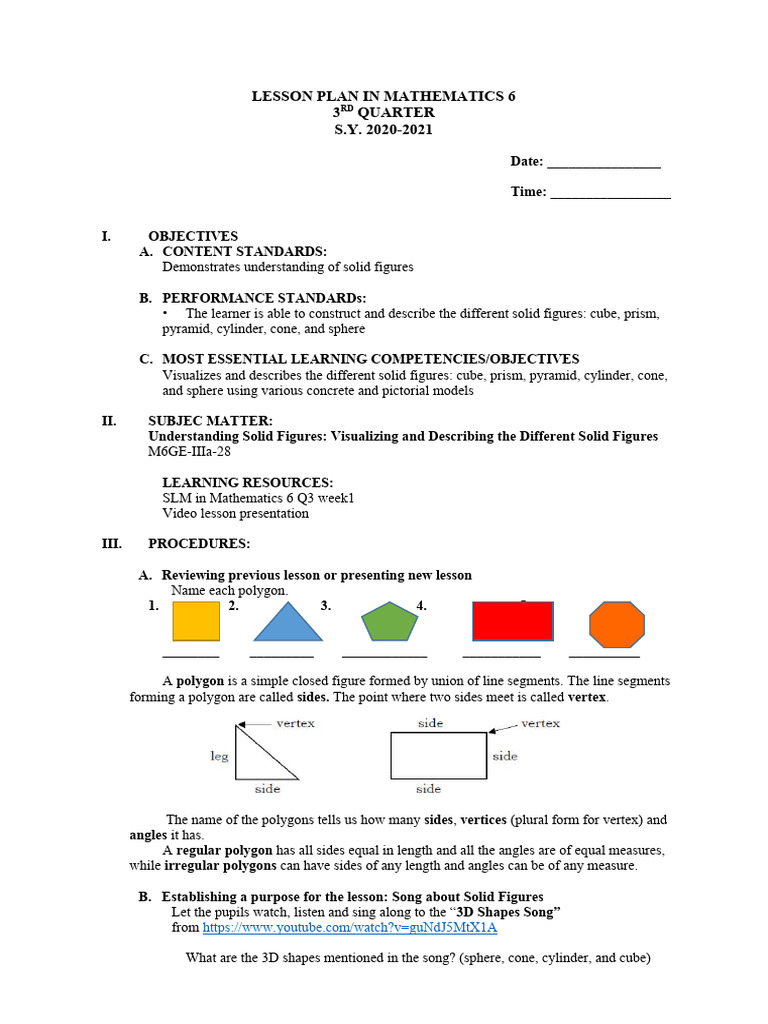DLP Math 6 Melcs Based | PDF | Vertex (Geometry) | Triangle