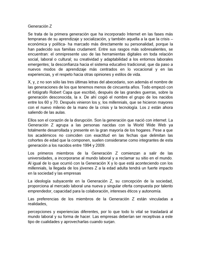 Impacto de la Generación Z en el trabajo | PDF | Millennials | Internet