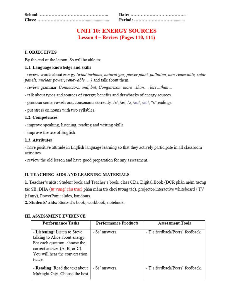 UNIT 10 - LESSON 4 - REVIEW | PDF | Stress (Linguistics) | English Language