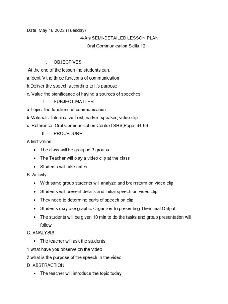Document Allen NEW | PDF | Communication | Lesson Plan